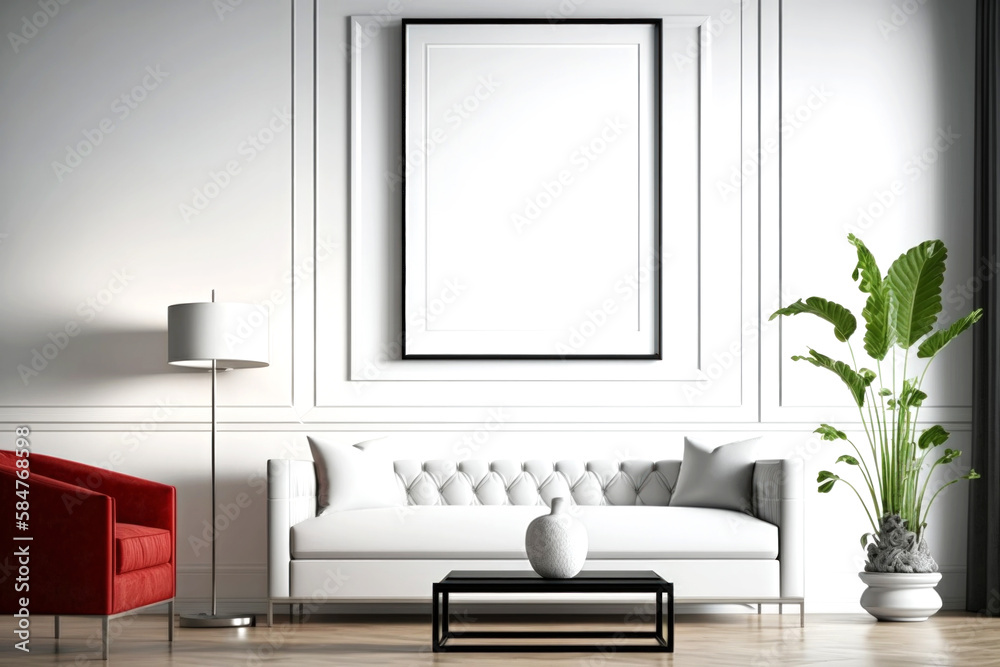 MOCKUP PHOTO FRAME Bright modern room interior with mock up photo frame ...