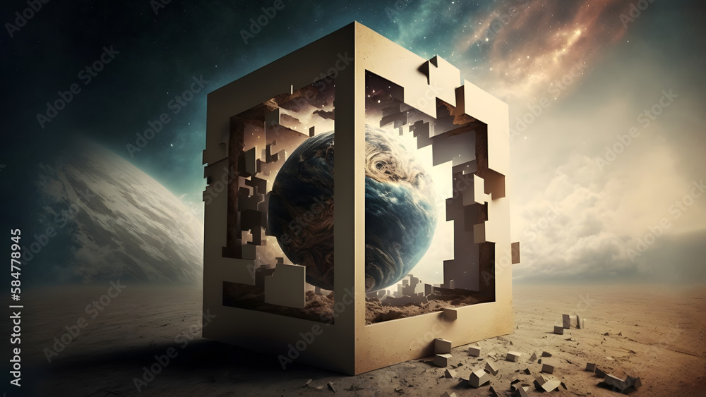 abstract cuboid representation of fourth dimension space, neural ...