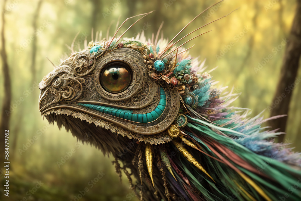 A close up of a weird creepy disturbing creature with spikes, teeth and ...