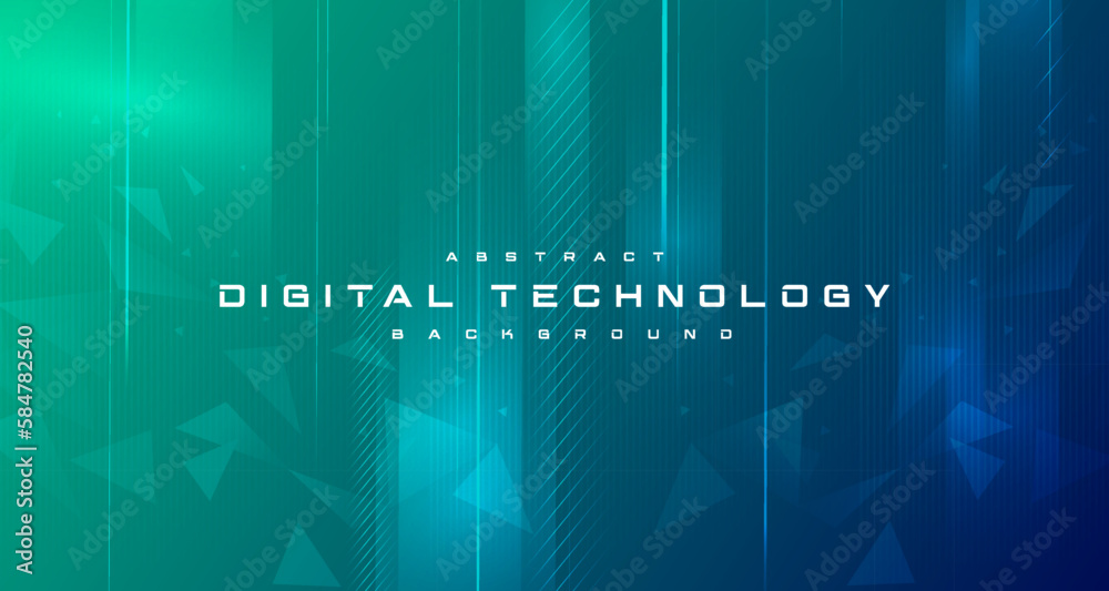 Digital technology banner green blue background concept, cyber ...