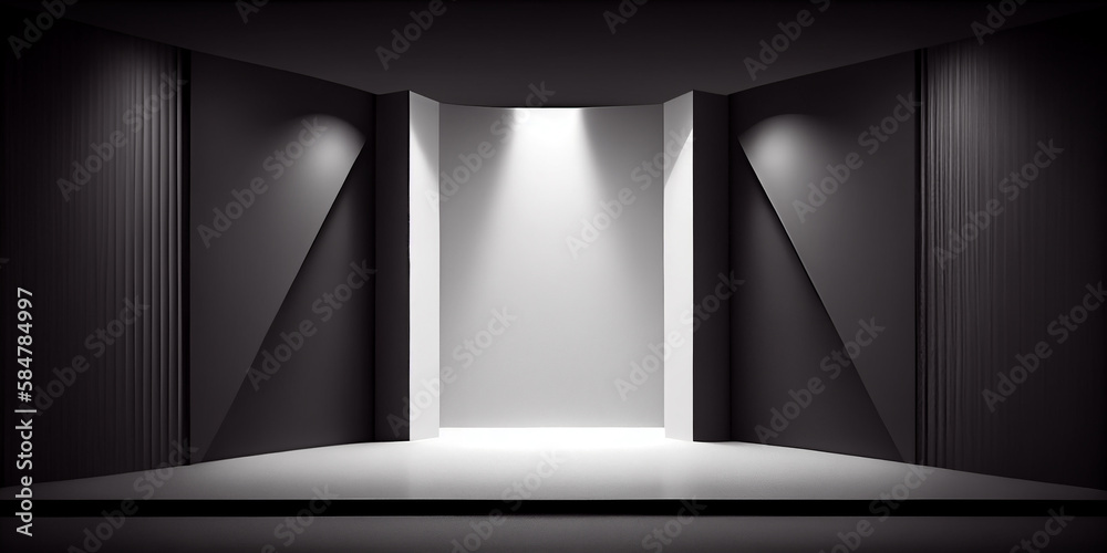 Spotlight background and lamp with stage. 3d mockup template ...