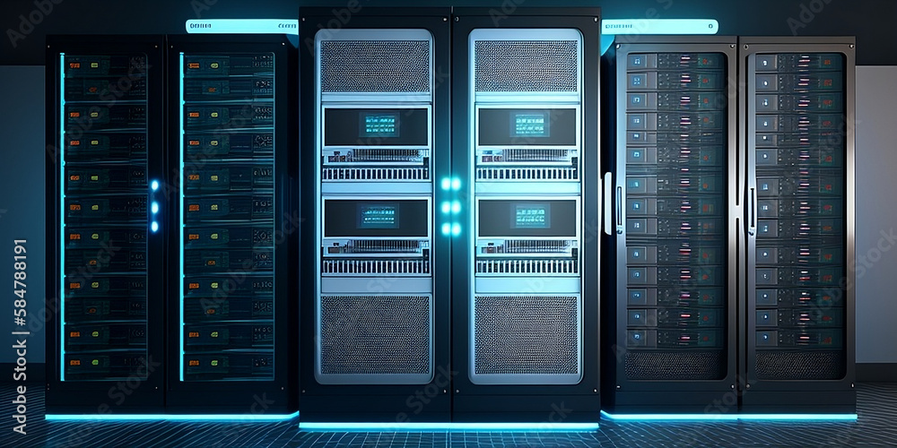 Server Room with Cables. Server Rack, Modern Cloud Data Center, 8K ...