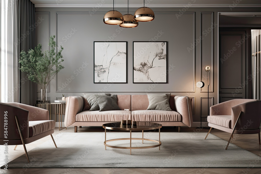 Contemporary Living Room Virtual Background for Zoom - Generative AI ...