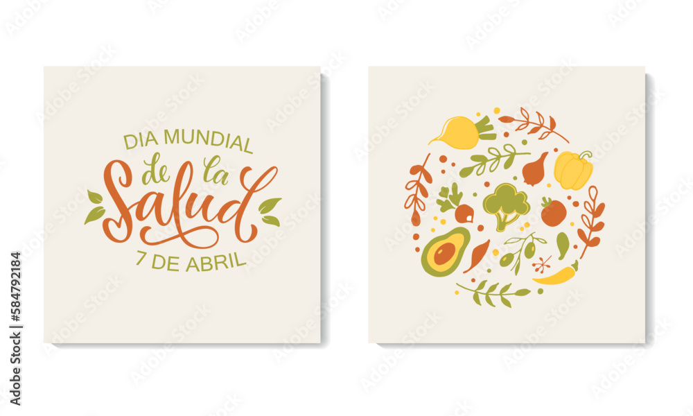 Dia mundial de la Salud - World health day april 7 handwritten text in ...