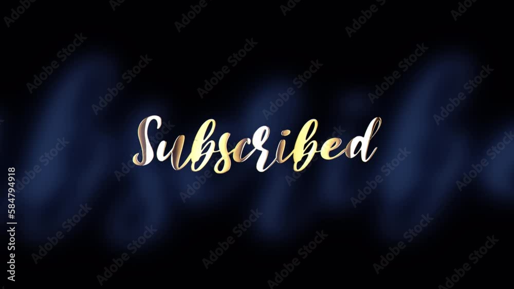 Abstract Subscribe gold text neon blue light cinematic title animation ...