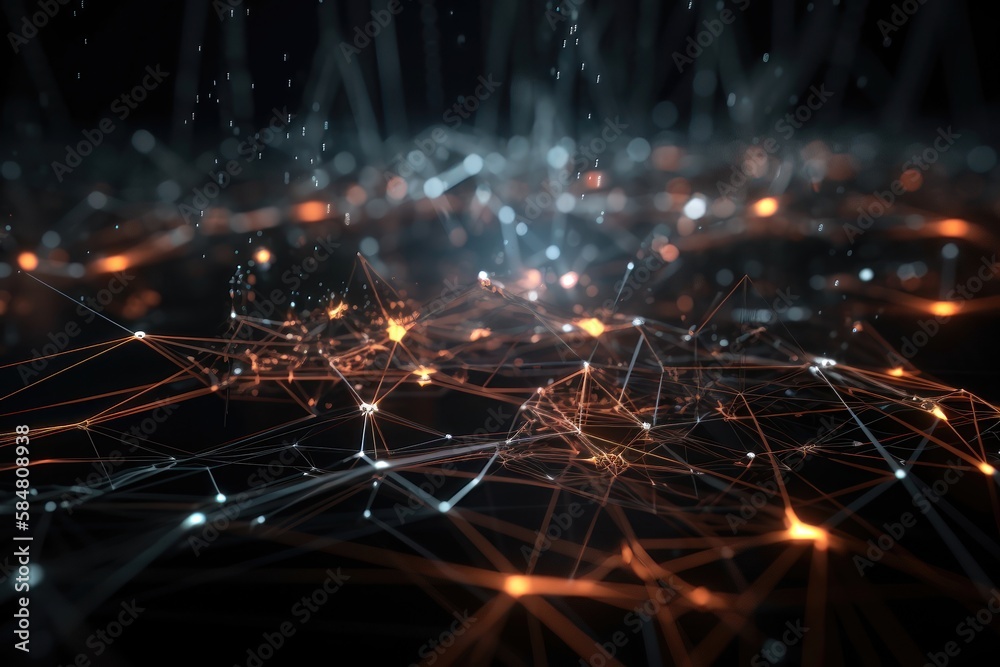 Abstract Connected Dots And Lines Concept Of Ai Technology Motion Of Digital Data Flow Ai