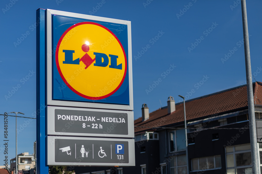 LIDL supermarket chain sign on parking in Valjevo, Serbia Stock Photo ...