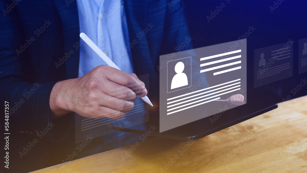 Human resources manager choosing professional profile to hire on ...
