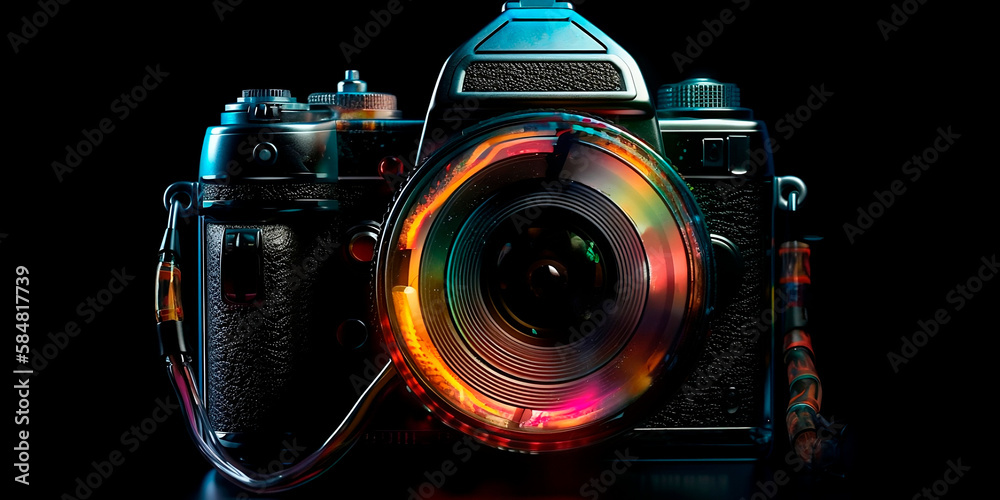 Stylistic illustration of a front-facing camera body, generated with AI ...