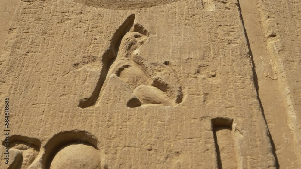 2022 - A snake and cat are engraved on the exterior of Egypt's Temple ...