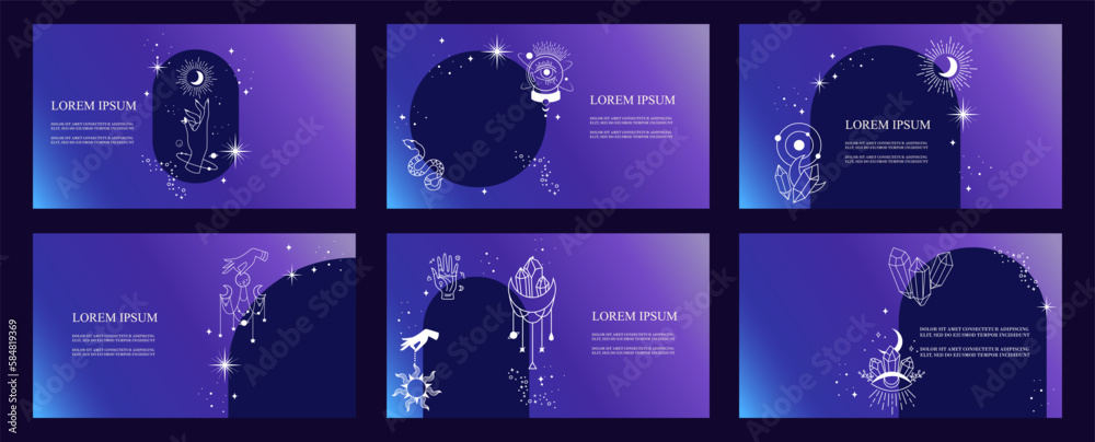 Set of mystical templates for presentation. Elements of esoteric ...