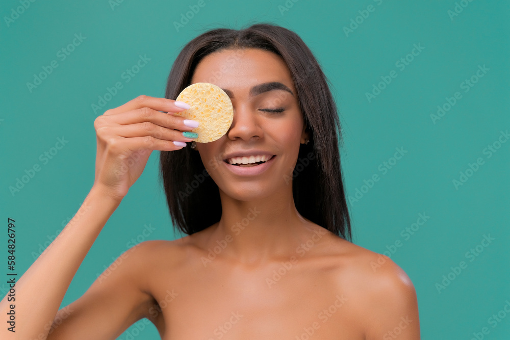 Beauty Care Concept Portrait Of Cheerful African American Woman With