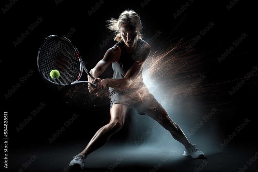 Generative AI Illustration of a tennis player making the move of ...