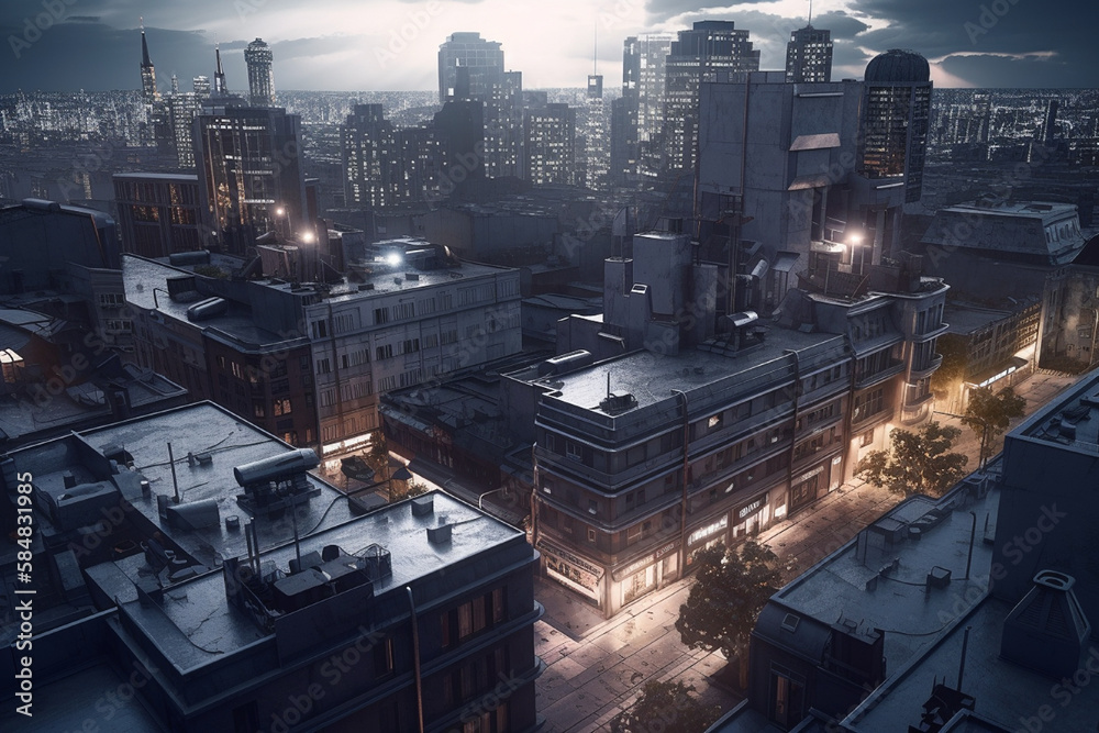 a post-apocalyptic city, created by a neural network, Generative AI ...