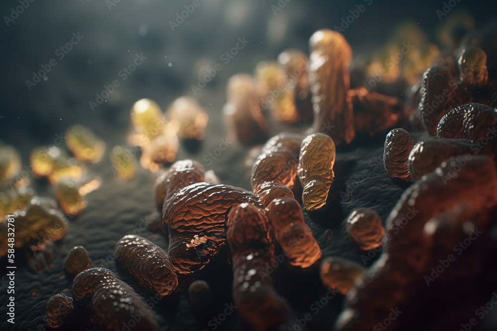 Bacteria cells. Epidemic bacterial infection concept, close up. Edited ...