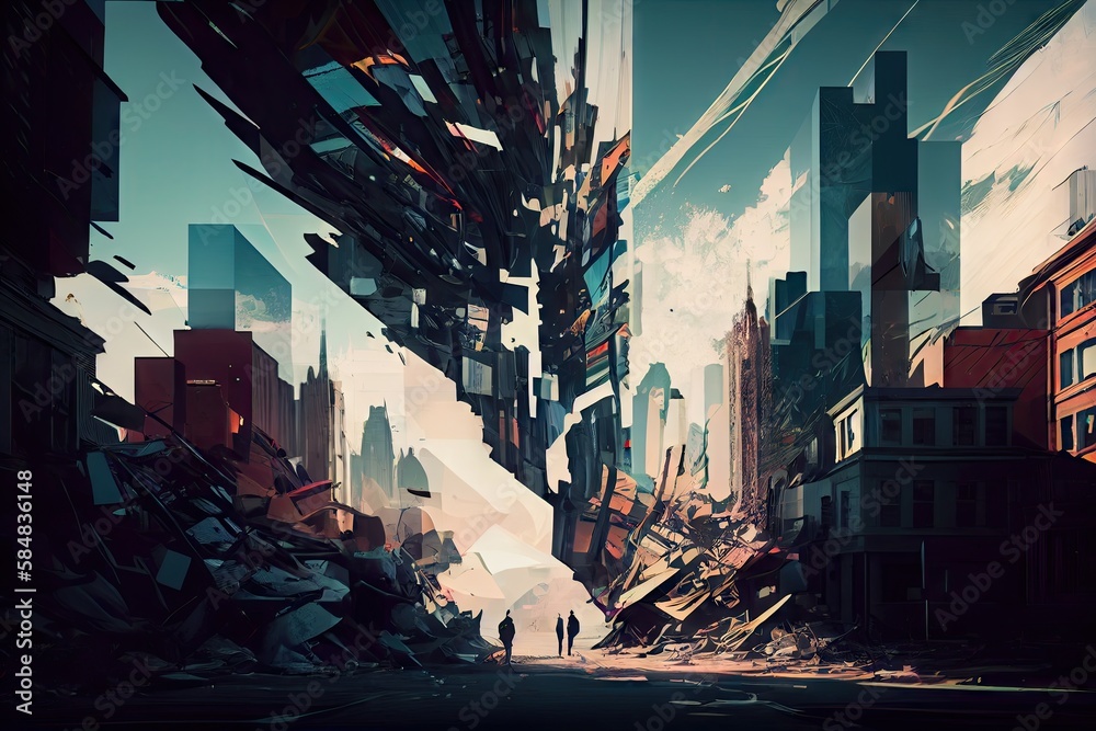 distorted and warped digital images, with glitchy effects that change ...