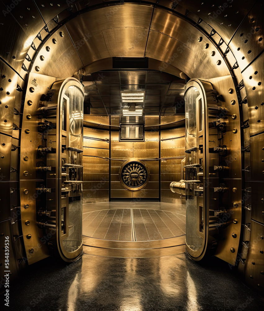 Inside a Gold Reserve-Golden Vault-Secure Safe-Generative AI Stock ...