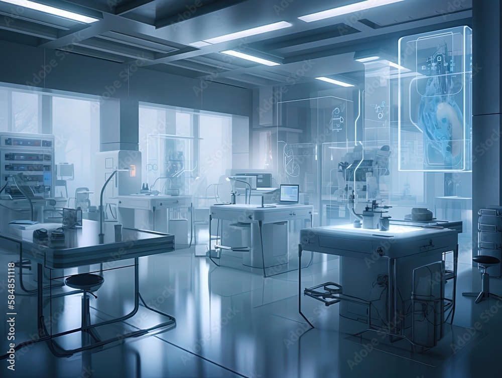 Peaceful Environment for Researchers in Futuristic Lab with Transparent ...