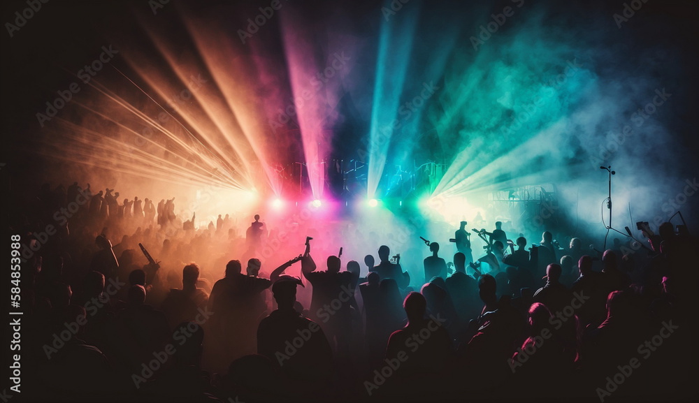 Club Party Crowd with RGB Lights - Wallpaper and Background Design Stock Illustration | Adobe Stock