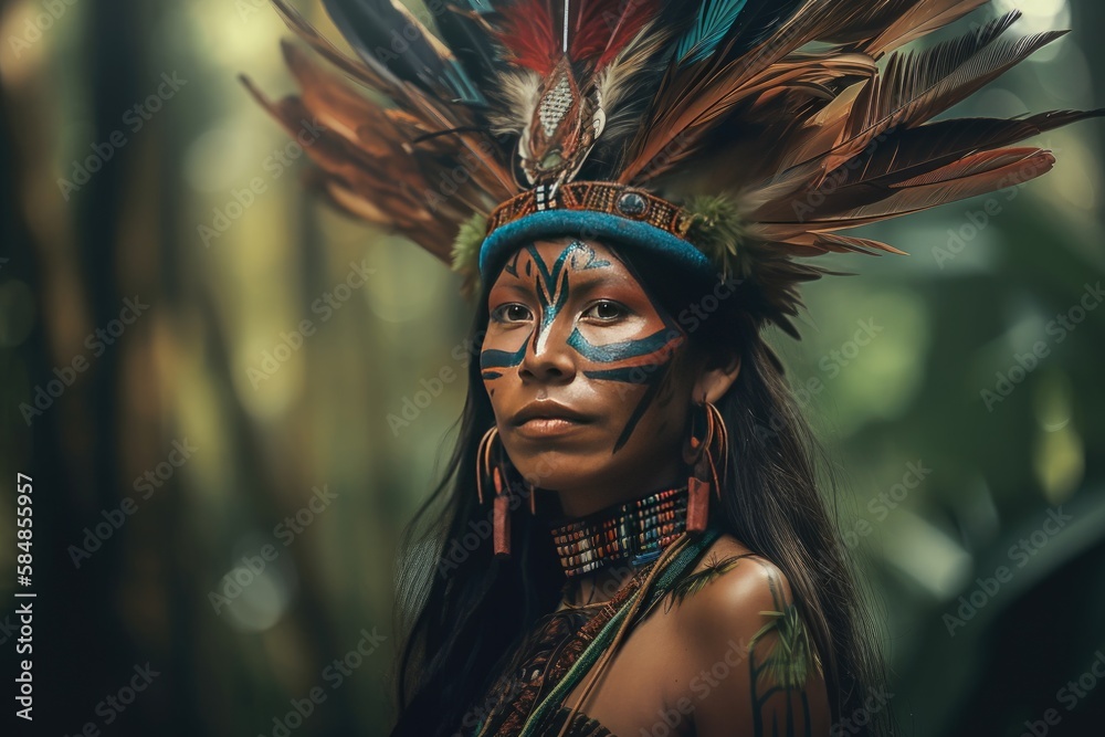 Indigenous Brazilian Young Woman, Portrait from Guarani Ethnicity ...