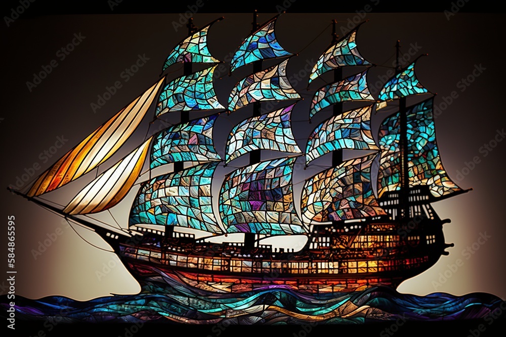 Ship made of stained glass, concept of Maritime culture, created with ...