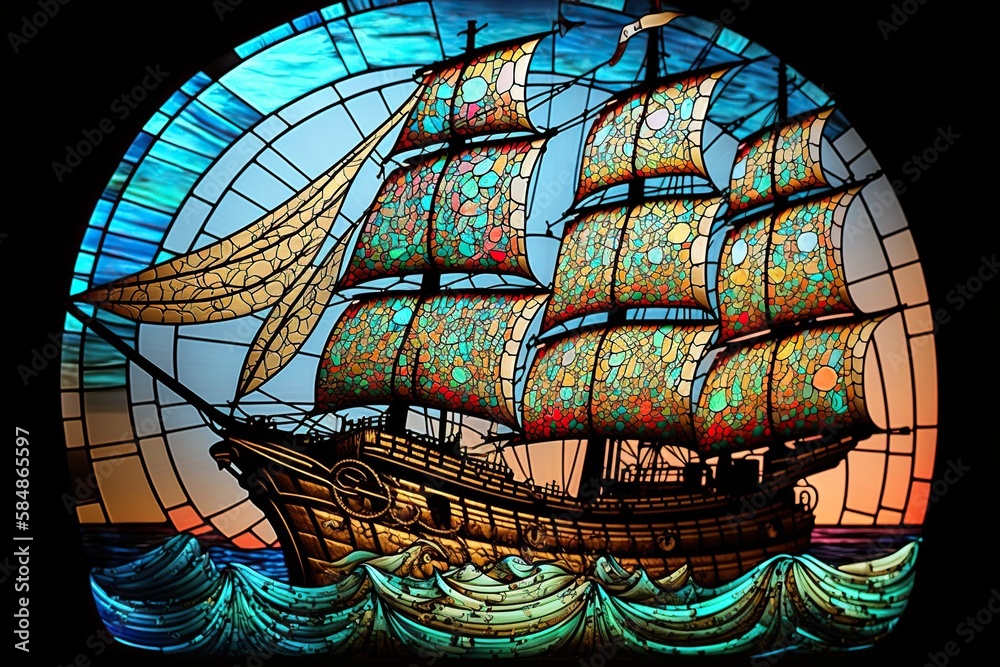 Ship made of stained glass, concept of Maritime culture, created with ...