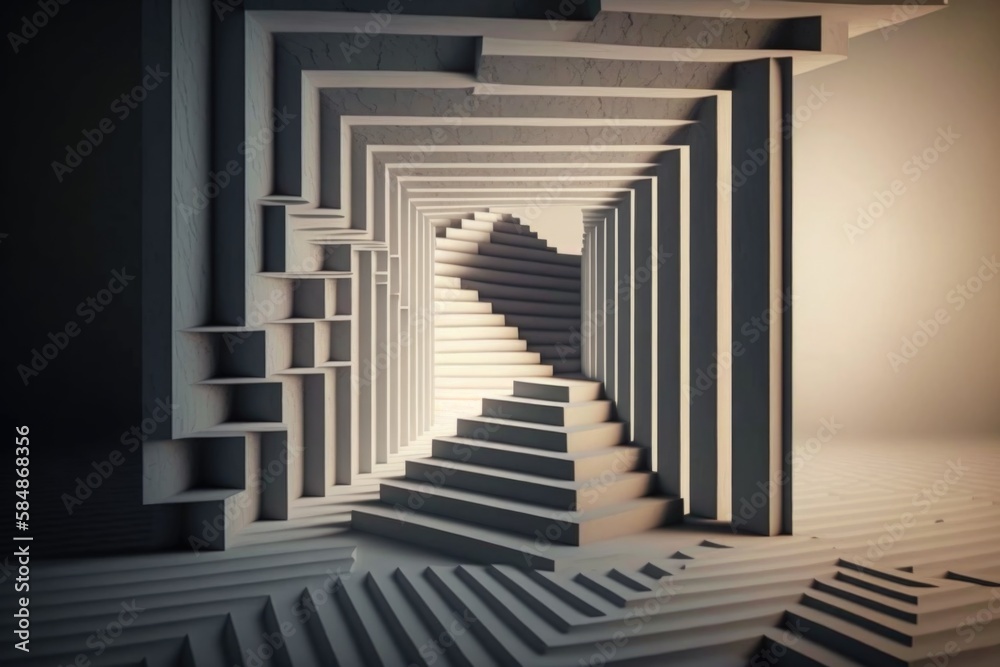 A Staircase In A Room With A Light Coming Through It And A Staircase ...