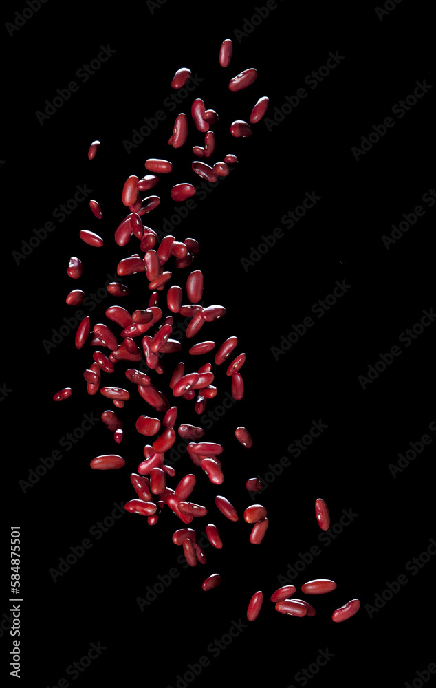 Fotka „Red Bean flying explosion, red grain beans explode abstract ...