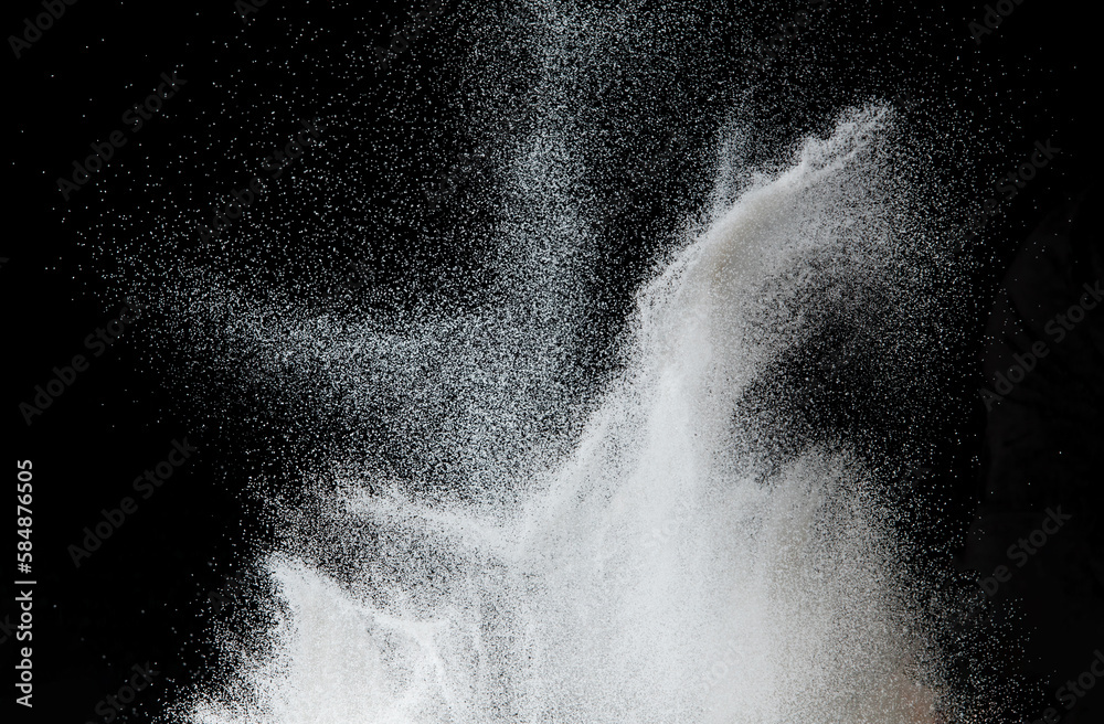 Million of white sand explosion, Photo image of falling down shower ...
