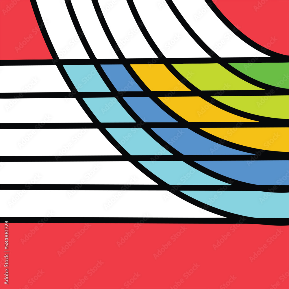 Black and white straight lines with colored intersecting space between ...