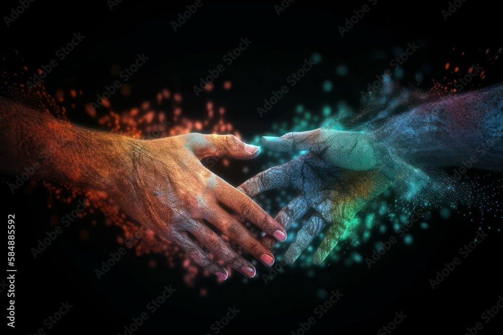 Visualization of virtual shaking hands. Handshake deal symbol. Business ...