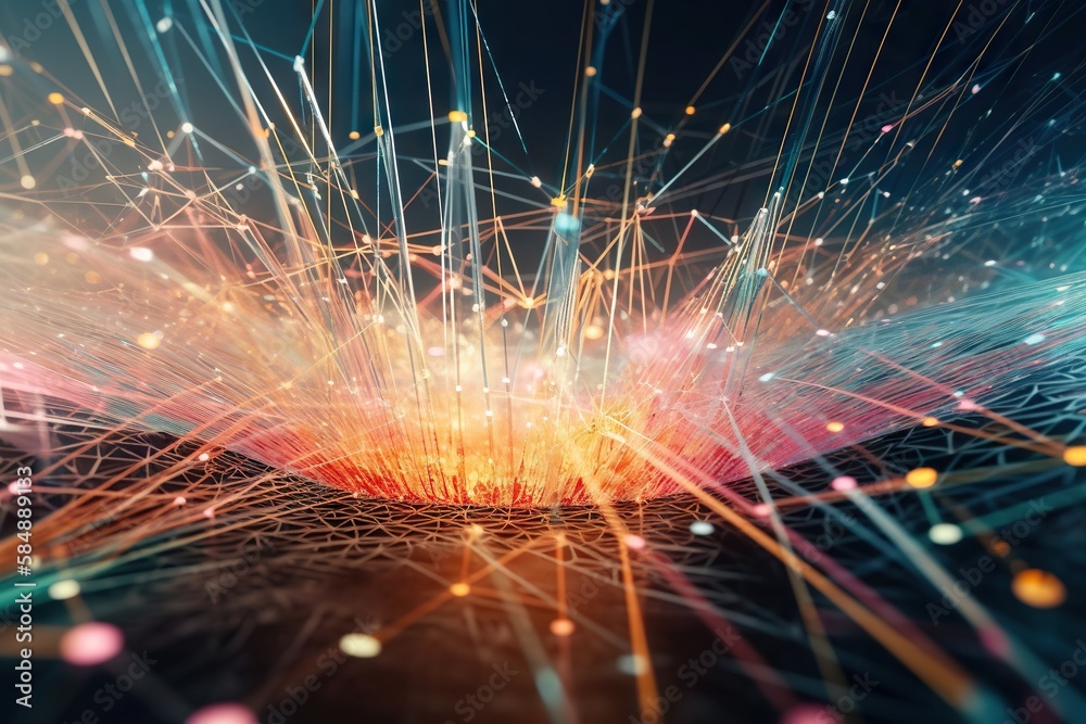 A Colorful Image Of A Bunch Of Lines And Dots In The Air Deep Sea ...