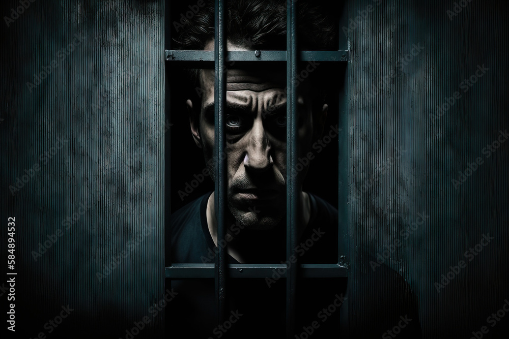 "Locked Inside: A Haunting Image of an Inmate Staring Out from a Stark ...