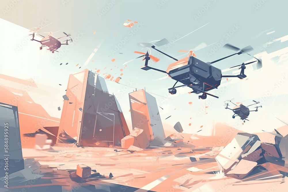 A Computer Generated Image Of A Flying Object In A Desert Landscape ...