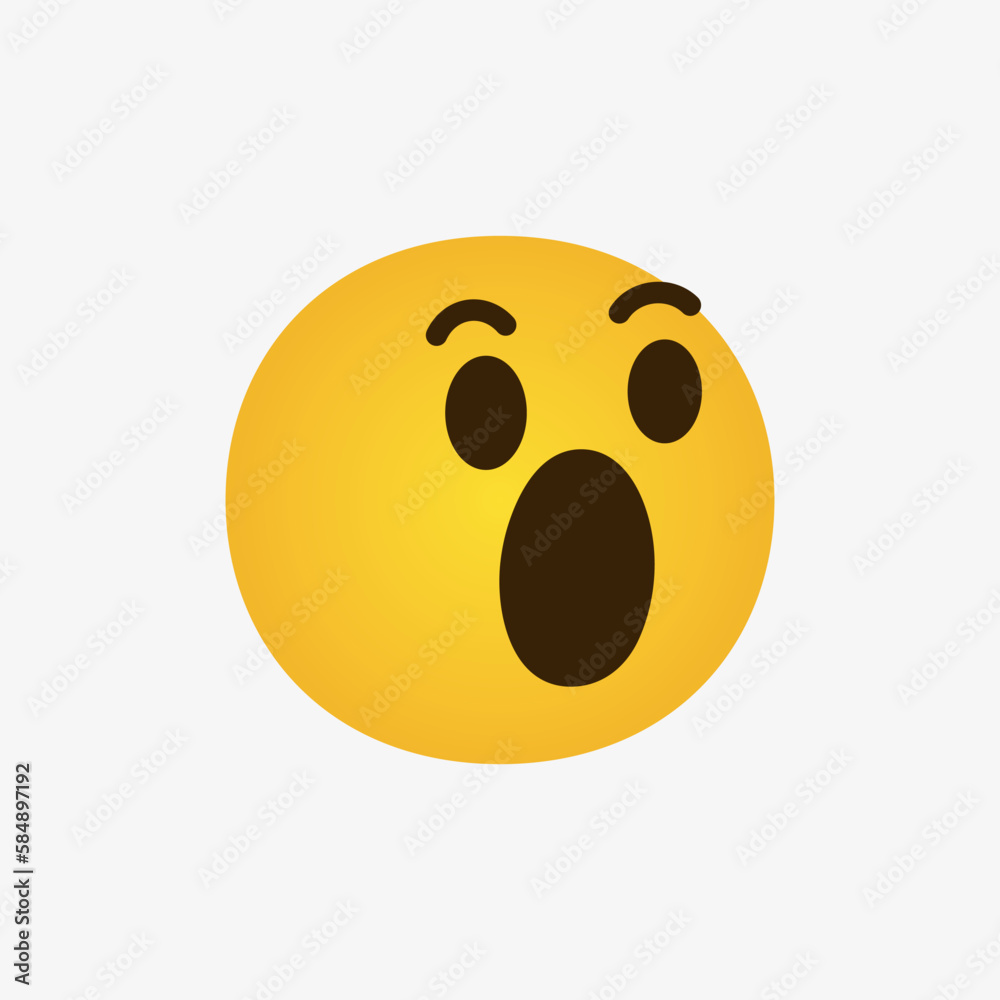 surprised emoji face. shocked wow emoticon with open mouth , cute ...