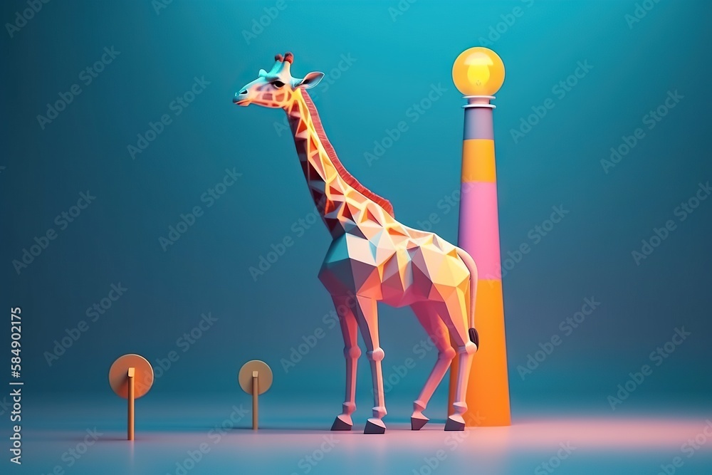 A Giraffe Standing Next To A Tall Pole And A Street Light Zoo Animation Motion Graphics ...