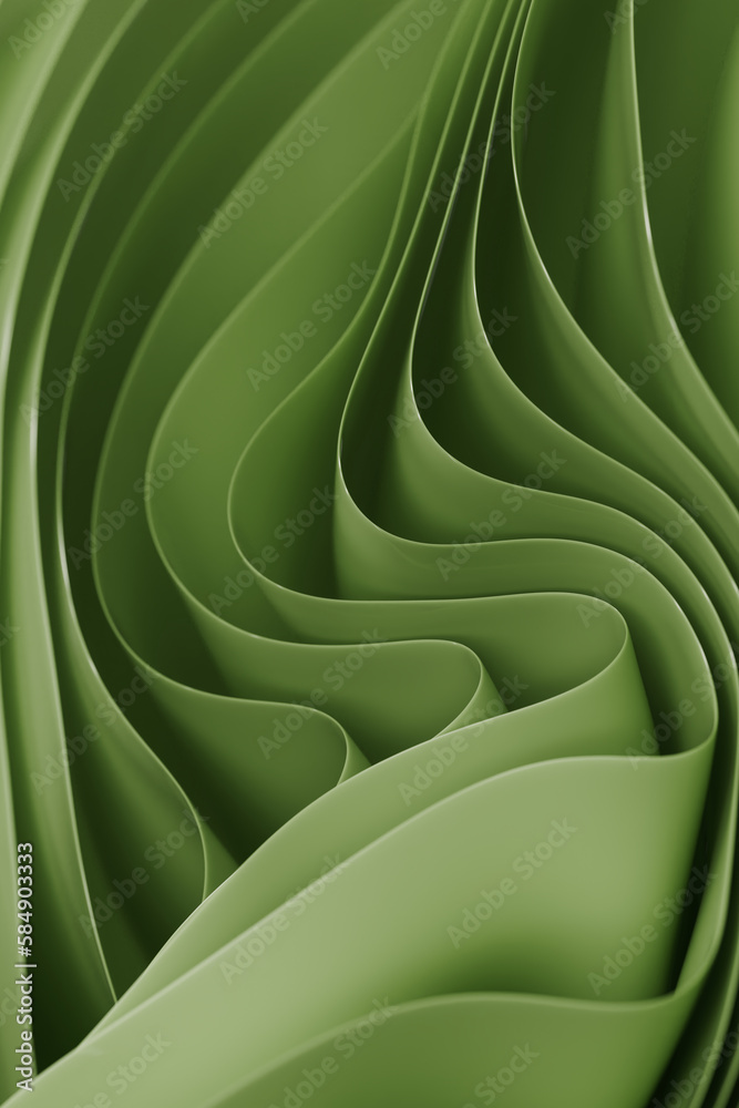 Abstract green background with layers of silk folded drapery Stock ...