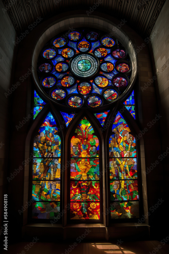 Stained Glass Splendor: A Heavenly Display in Church Windows Generative ...
