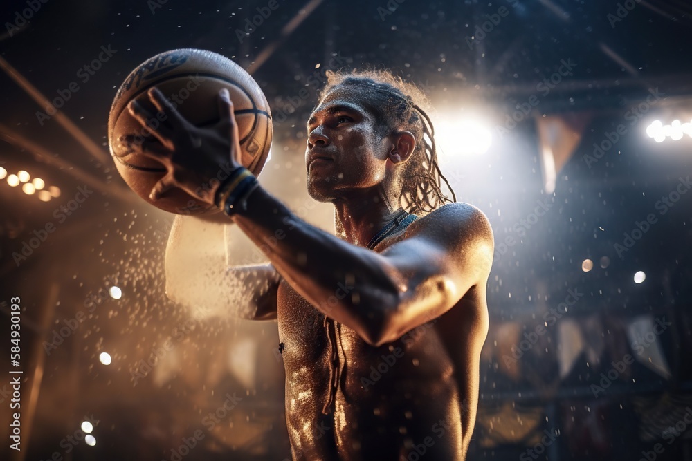 A Man Holding A Basketball In His Right Hand And A Ball In His Left ...