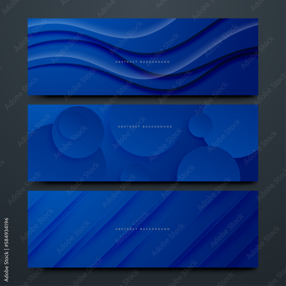Abstract banner design with blue geometric background. Blue banner ...