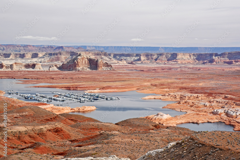 Lake Powell Landscape during a severe drought, beautiful rock formation ...