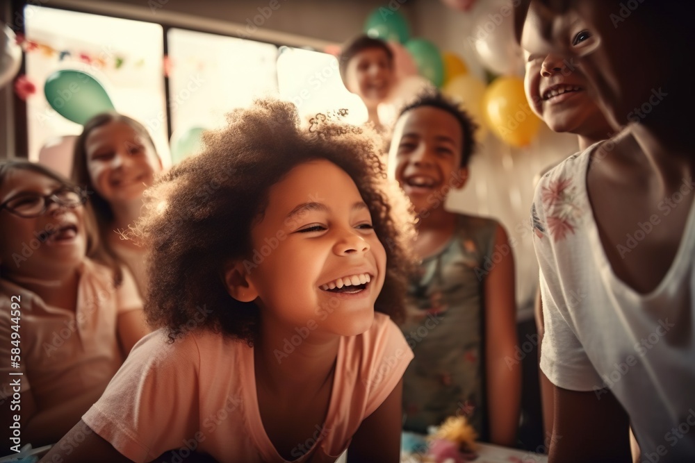 A Group Of Children Are Gathered Around A Birthday Cake And Smiling ...