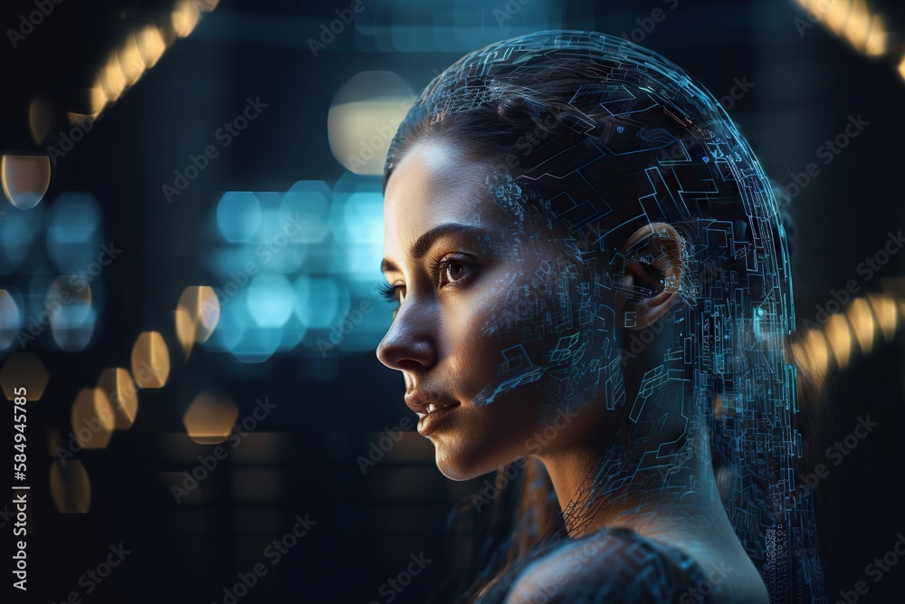 A Woman With A Futuristic Face And Headpieces On Her Face Marina ...