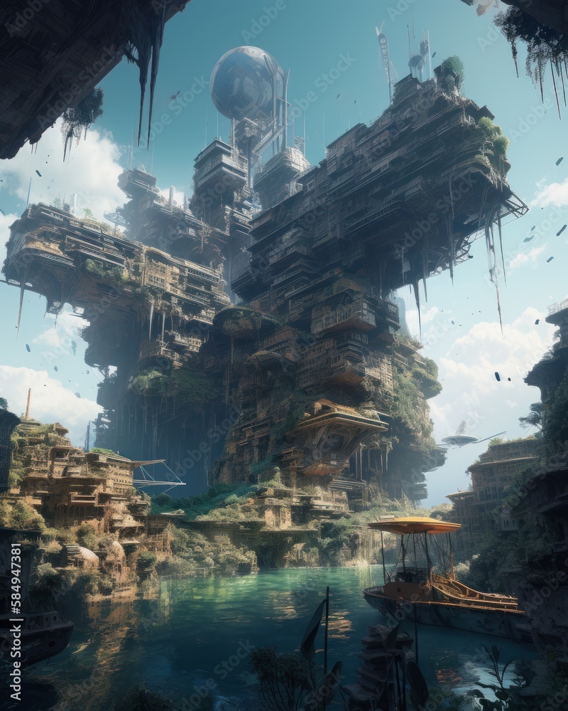 day floating buildings flying passengers large building boat deep ...