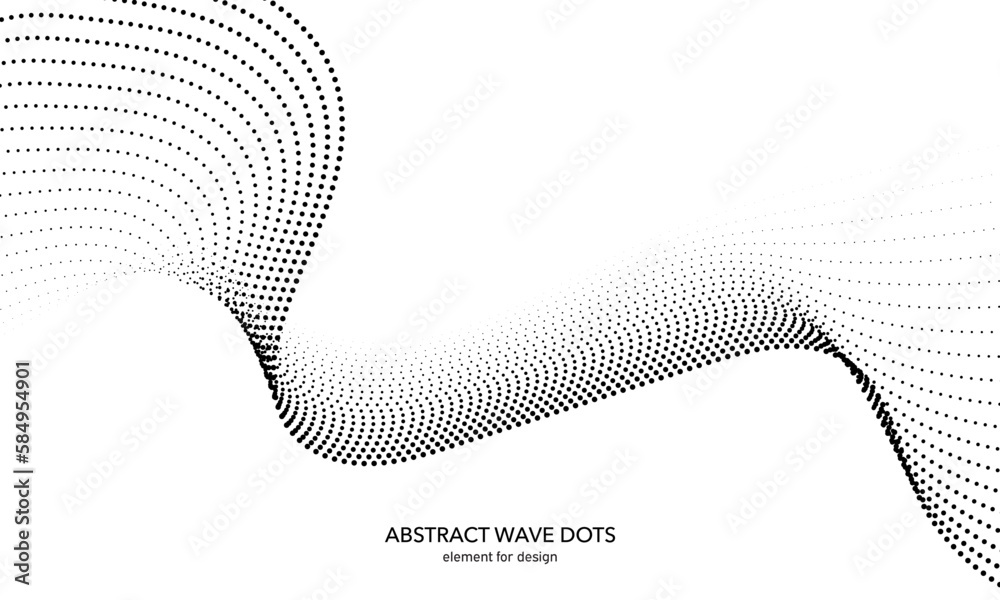 Abstract wave dotted element for design. Stylized line with dot on art ...