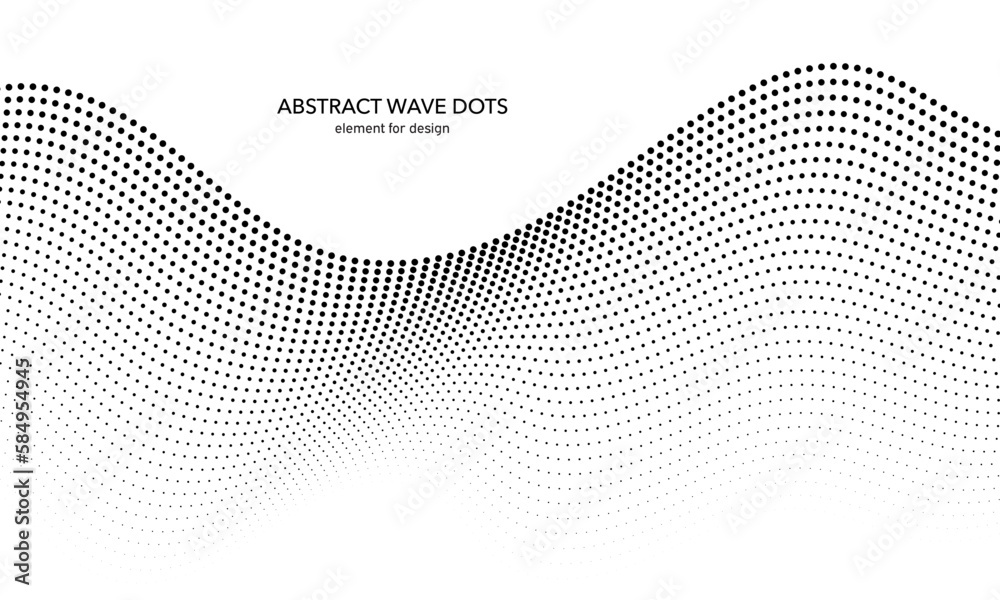 Abstract wave dotted element for design. Stylized line with dot on art ...