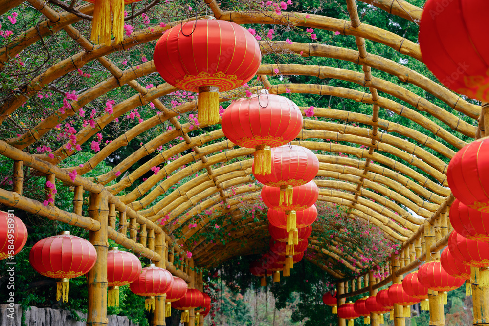 Chinese lunar new year lantern decoration Stock Photo | Adobe Stock