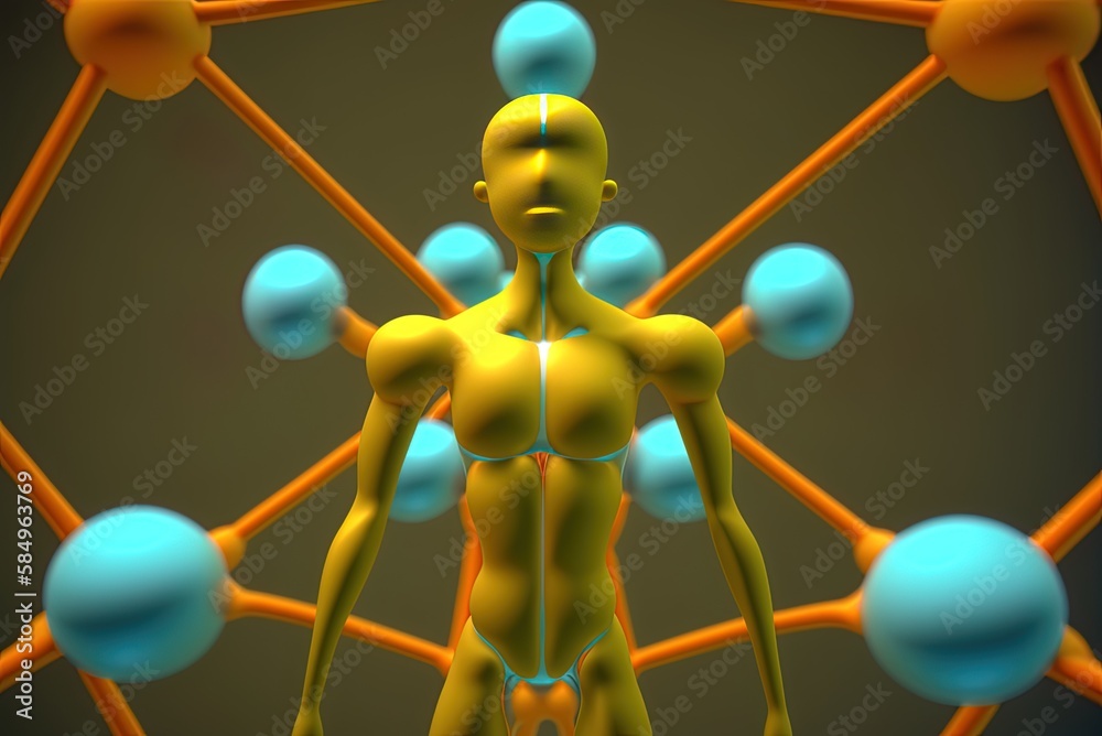 Structure of a molecule, shown as a human form in close-up Generative ...