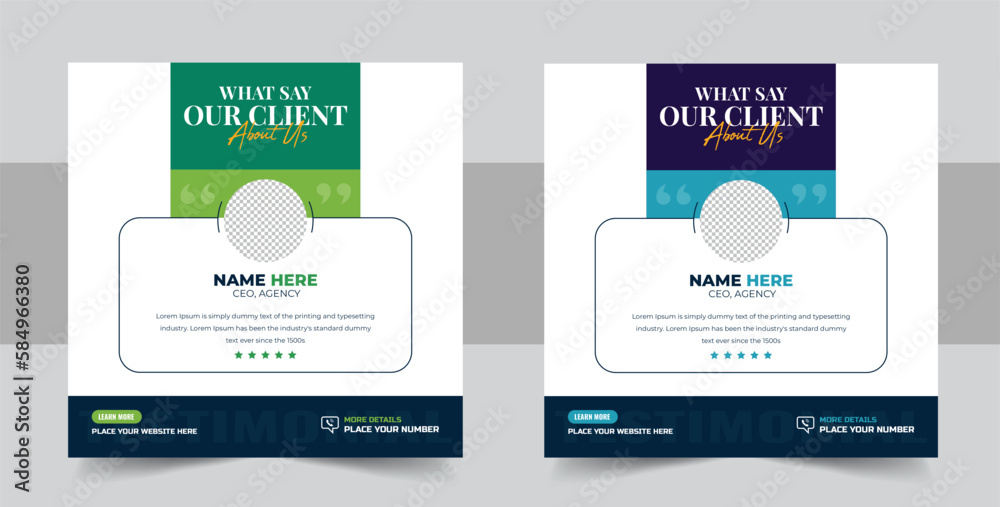 Client testimonial or customer feedback social media post or web banner ...