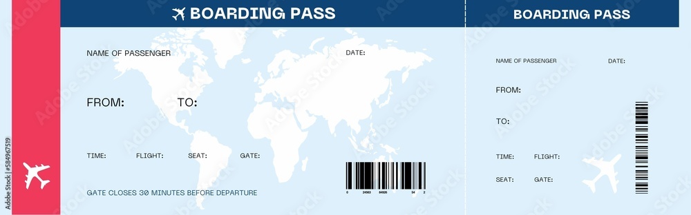 Boarding Pass template design Stock Illustration | Adobe Stock
